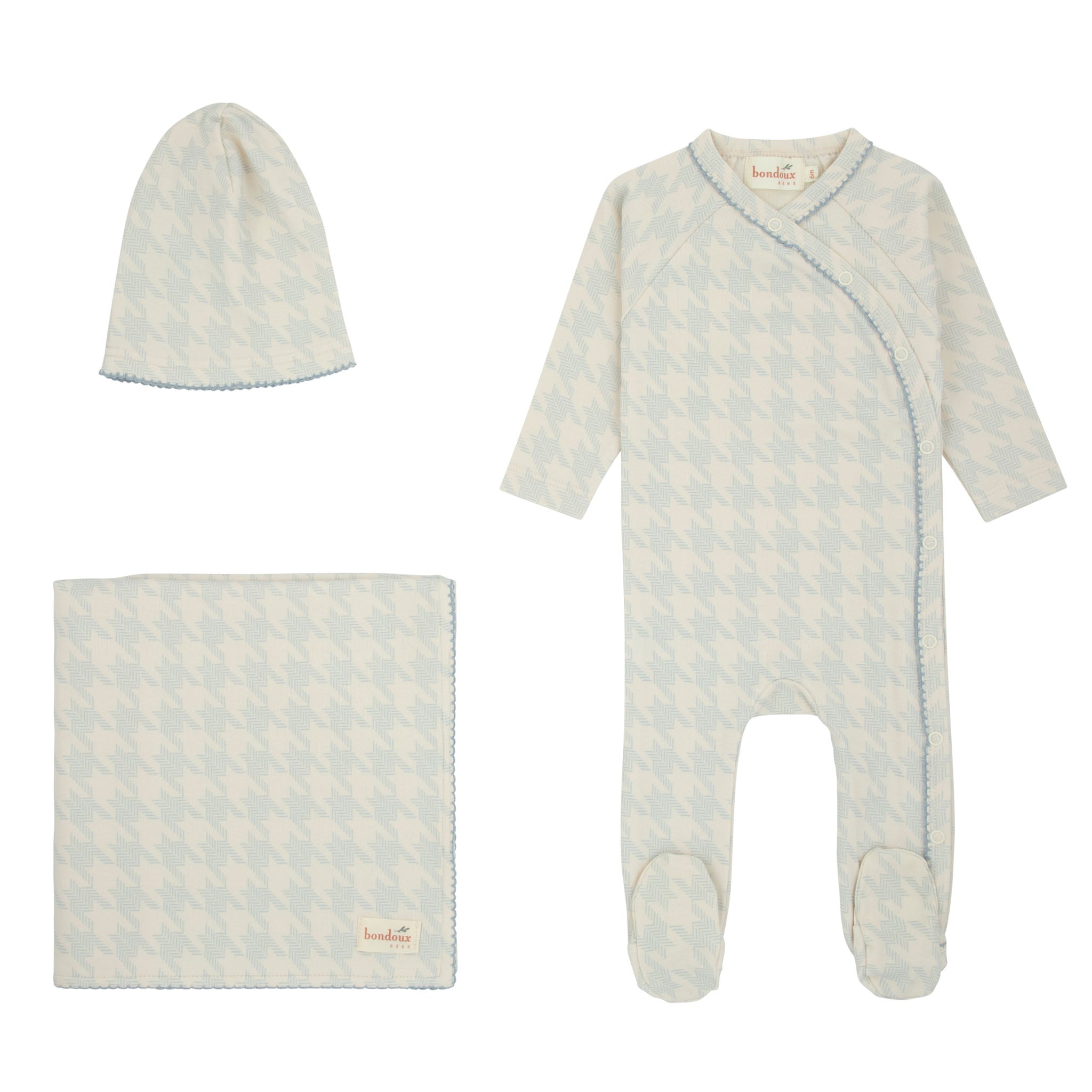 Bondoux Houndstooth 3pc Layette Set | Seven Cubs